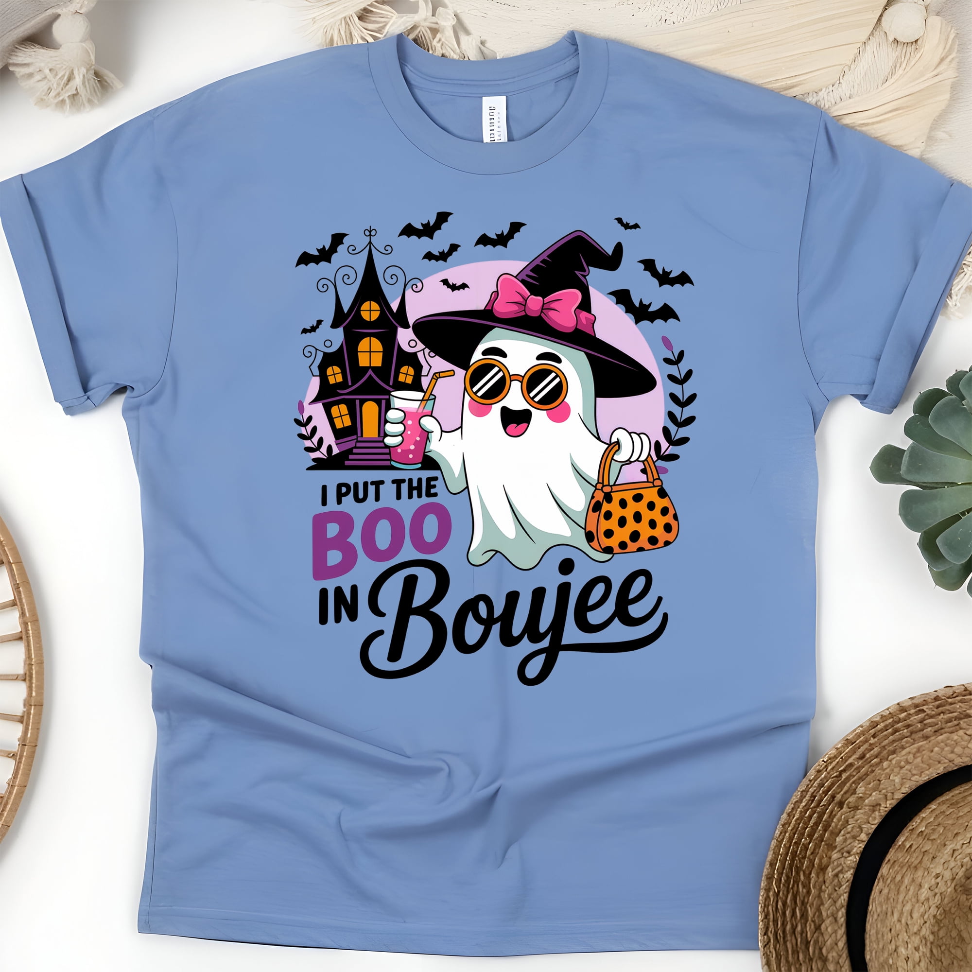 Boujee Ghost T-Shirt | I Put the Boo in Boujee Cute Witch Graphic Tee ...