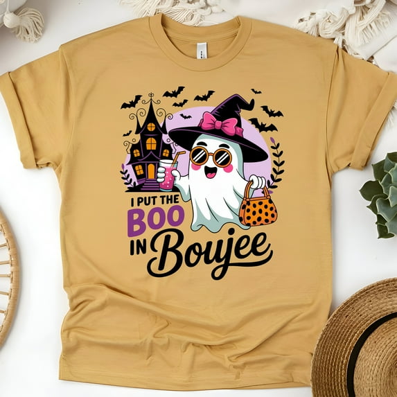 Boujee Ghost T-Shirt | I Put the Boo in Boujee Cute Witch Graphic Tee ...
