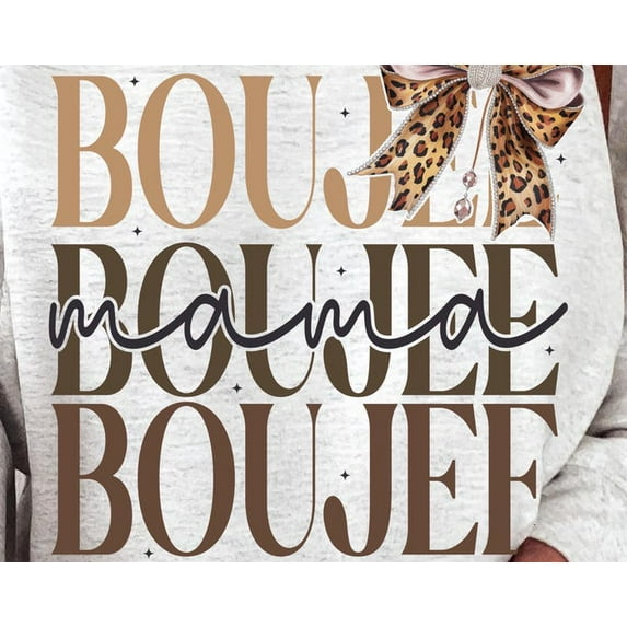 Boujee Mama Graphic Design With Bow | Brown Checkerboard Pattern | Perfect For T-Shirts, Mugs ...