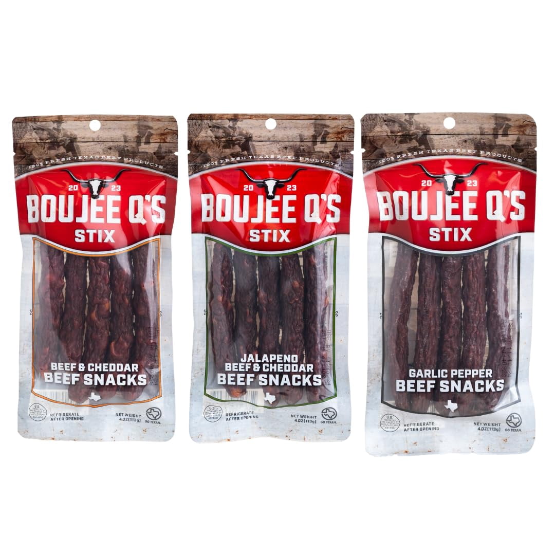 Boujee Q’s Beef Stix - 100% Soft Beef Snack Sticks w - Smoked Jerky ...