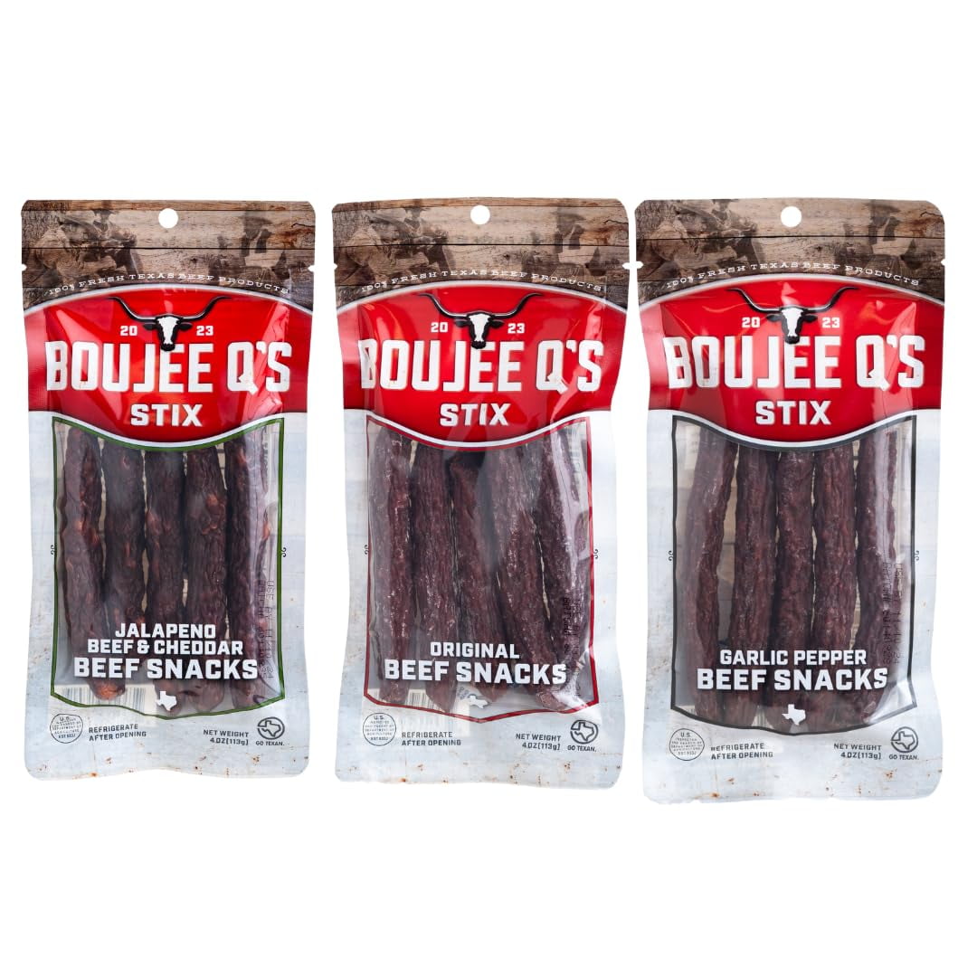 Boujee Q’s Beef Stix - 100% Soft Beef Snack Sticks w - Smoked Jerky ...