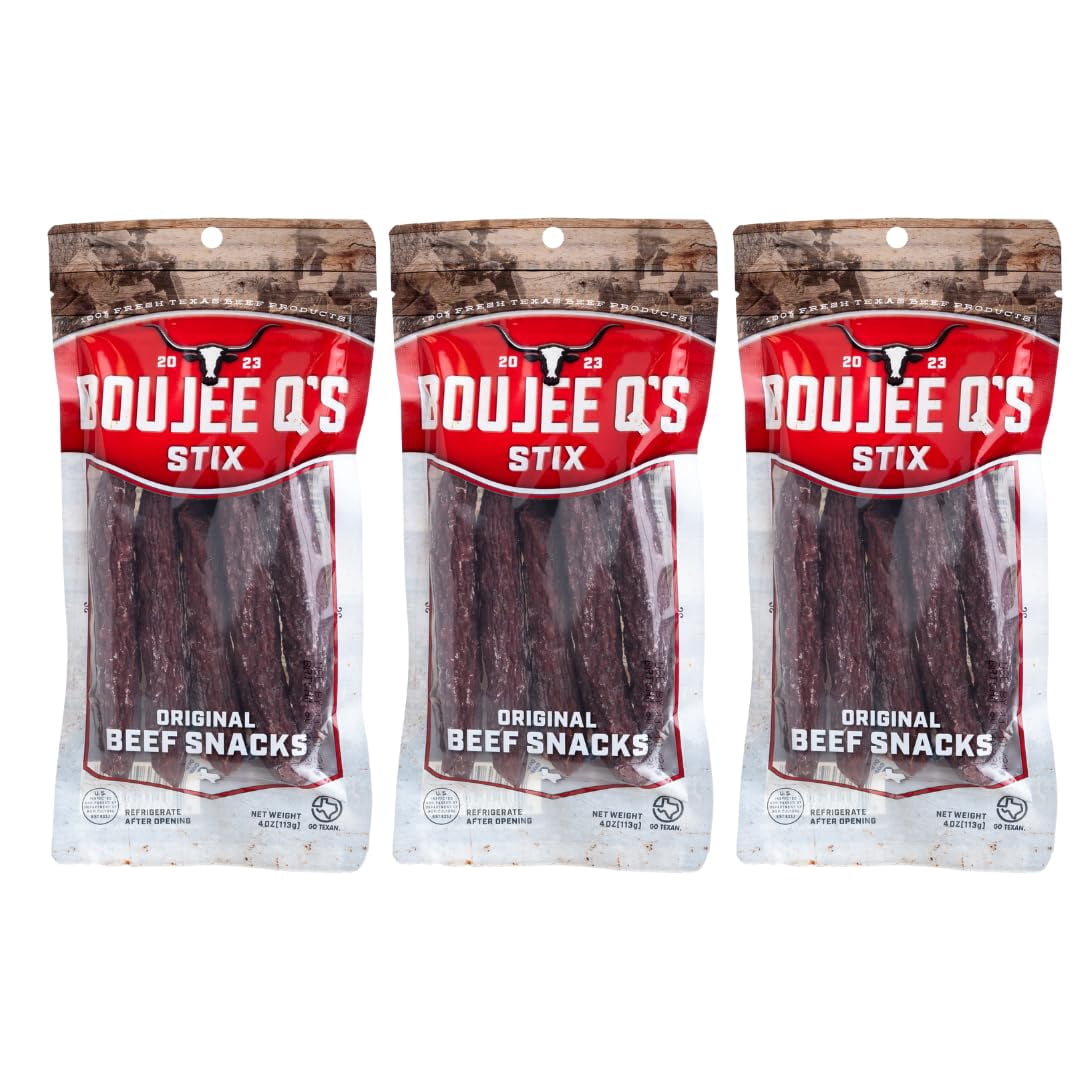 Boujee Q’s Beef Stix - Original Beef - 100% Soft Beef Snack Sticks ...