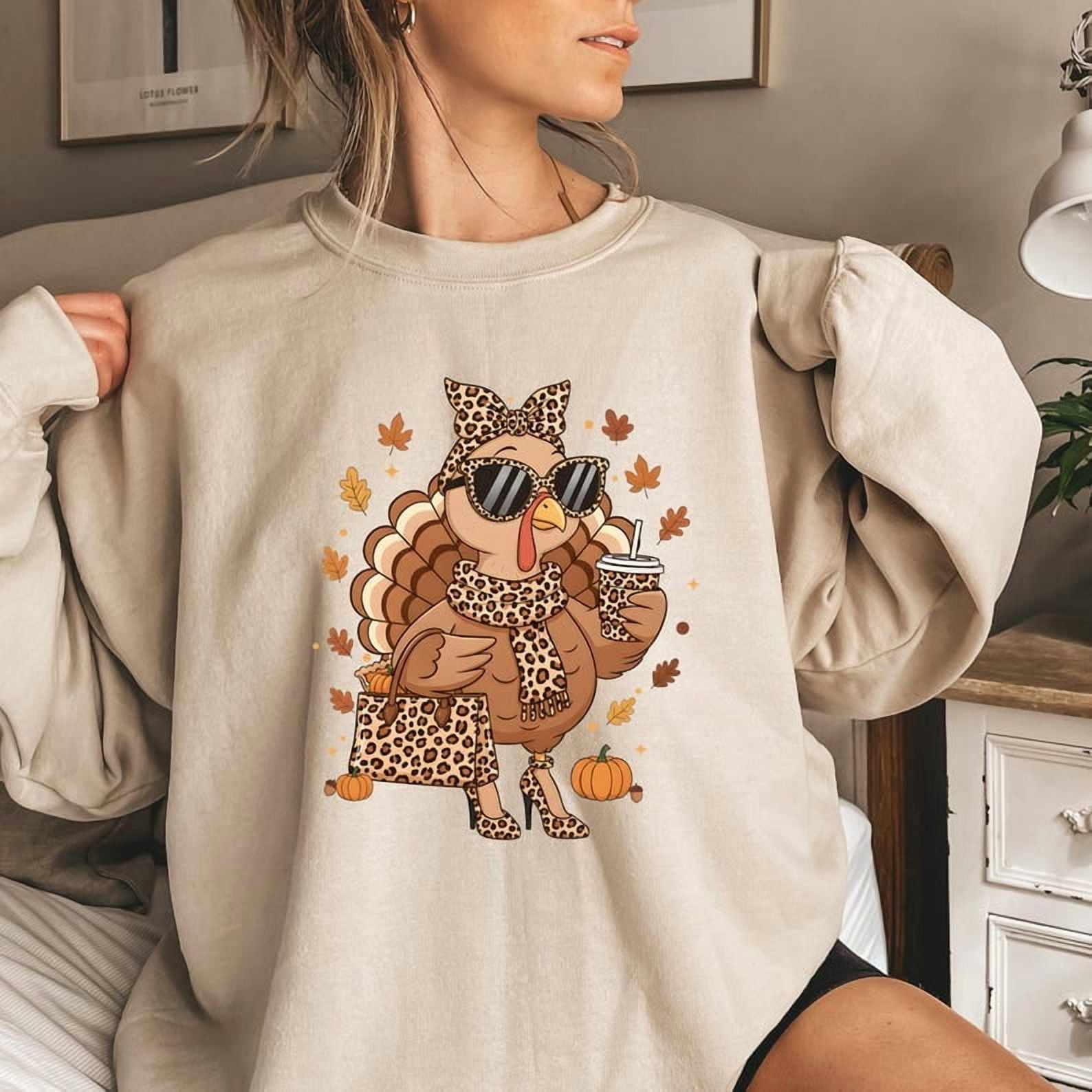 Boujee Turkey Sweatshirt, Leopard Print Thanksgiving, Thanksgiving Gift ...