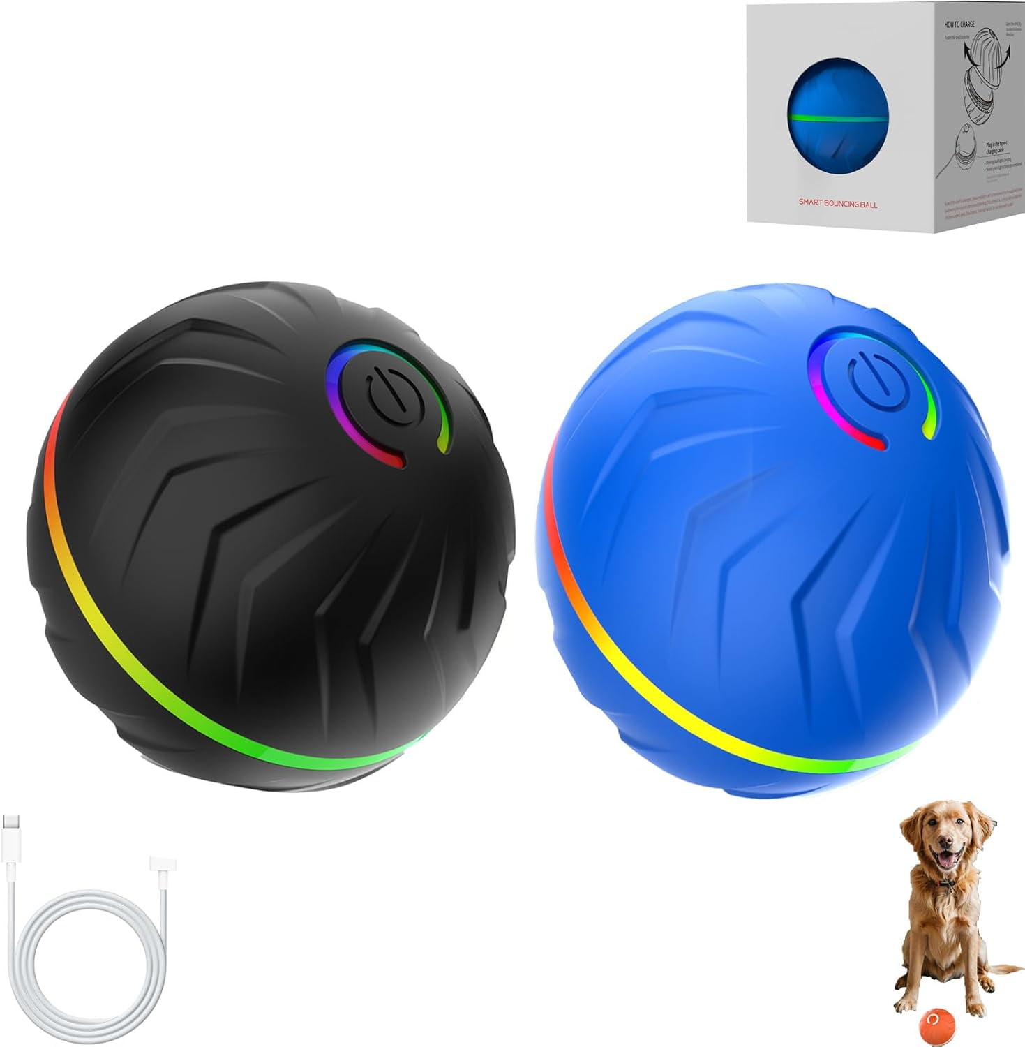 Boujees Gravity Bounce Ball, Interactive Dog Bounce Toys Balls, Smart ...