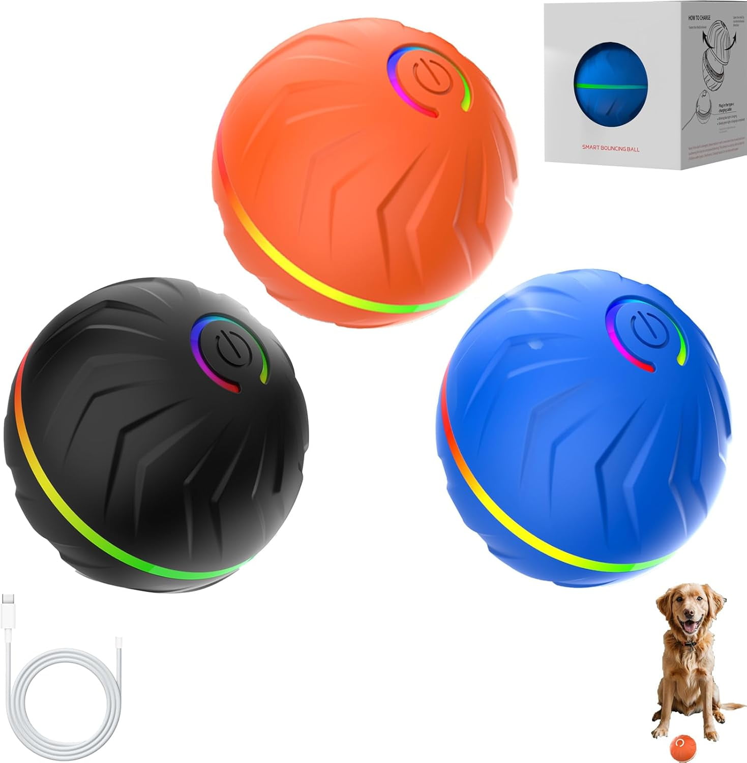 Boujees Gravity Bounce Ball, Interactive Dog Bounce Toys Balls, Smart ...
