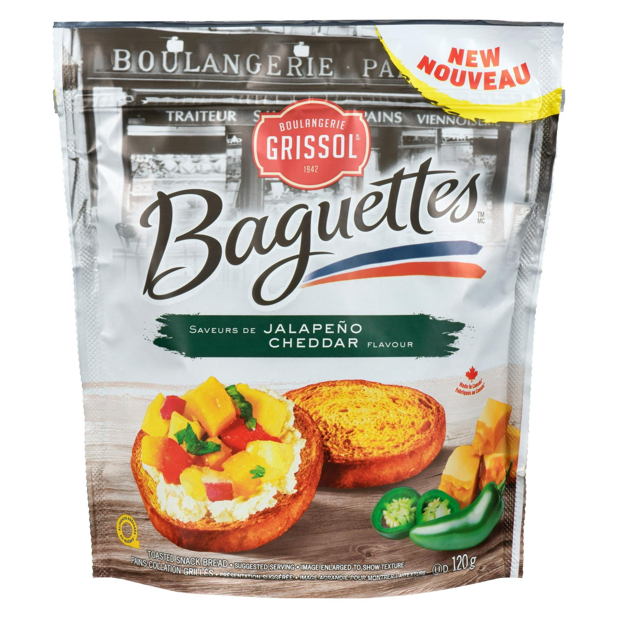Boulangerie Grissol Baguettes Jalapeno Cheddar, 120g/4.2 oz - Walmart.com