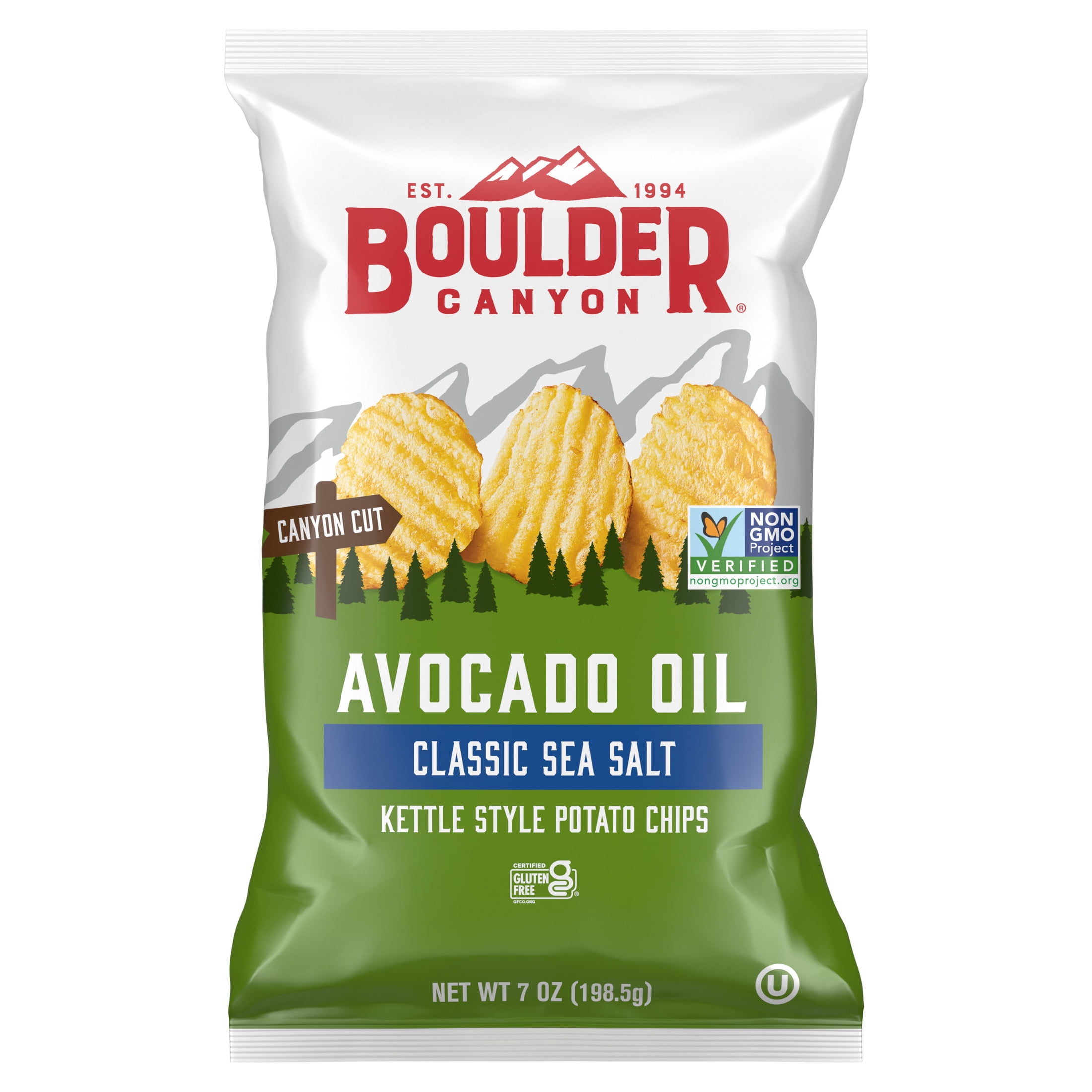 Boulder Canyon Avocado Oil Cooked Classic Sea Salt Kettle Style Potato ...