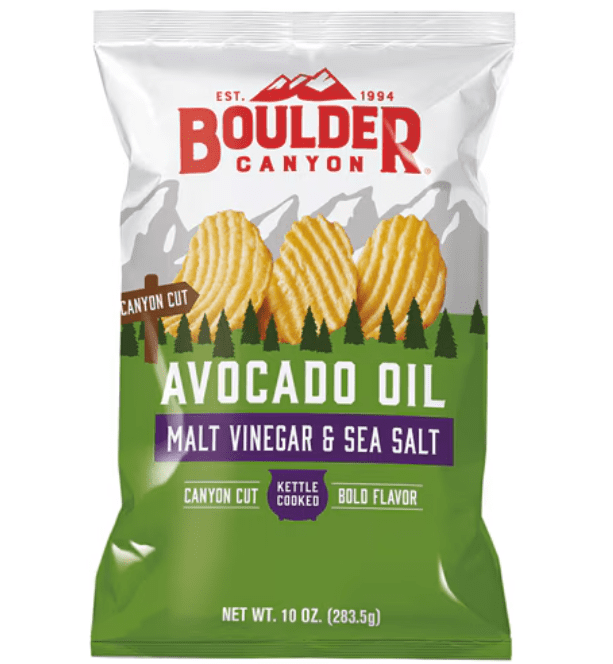 Boulder Canyon Avocado Oil Kettle Style Potato Chips Malt Vinegar & Sea ...