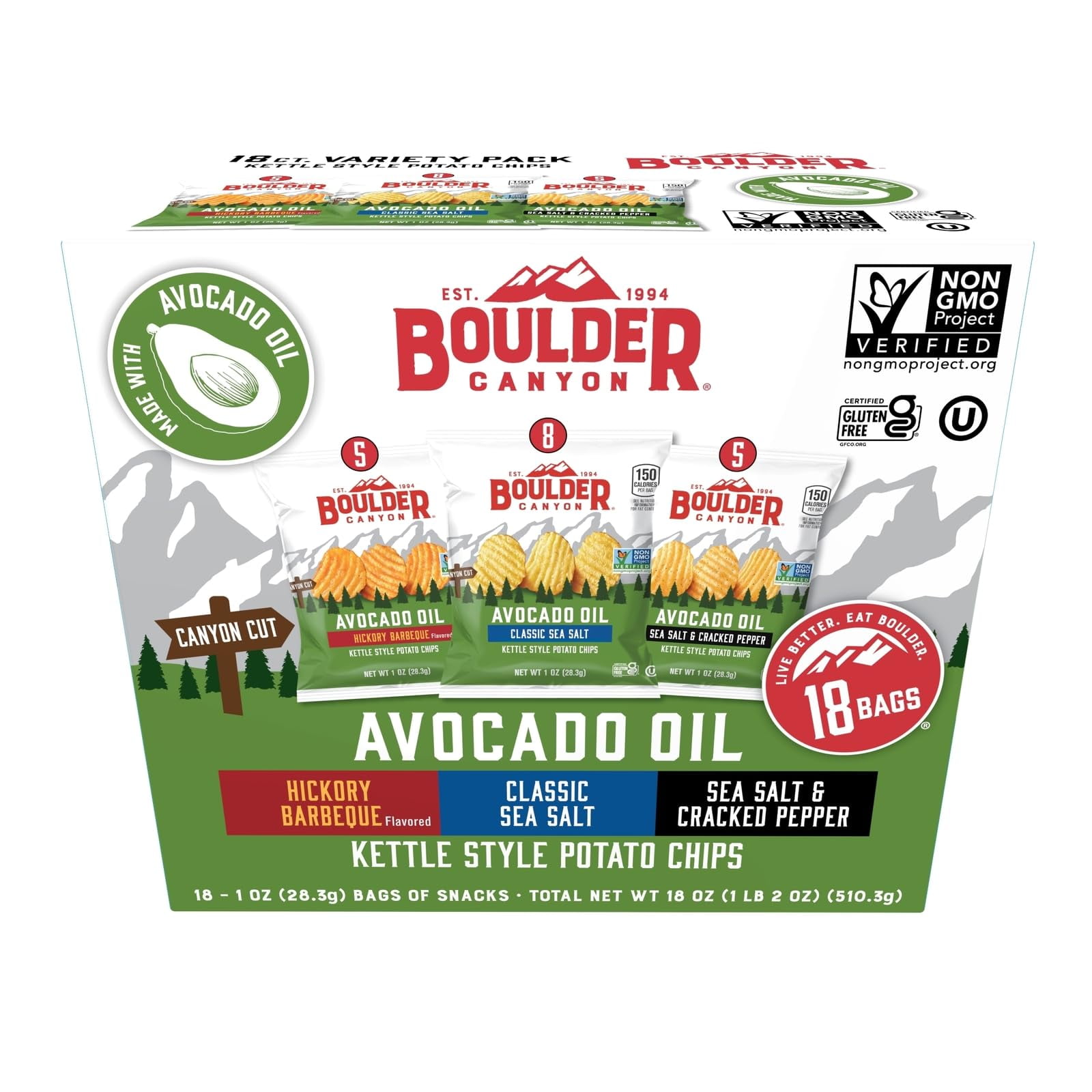 Lesser Evil Boulder Canyon Kettle Style Potato Chips From Boulder | 1.5 ...