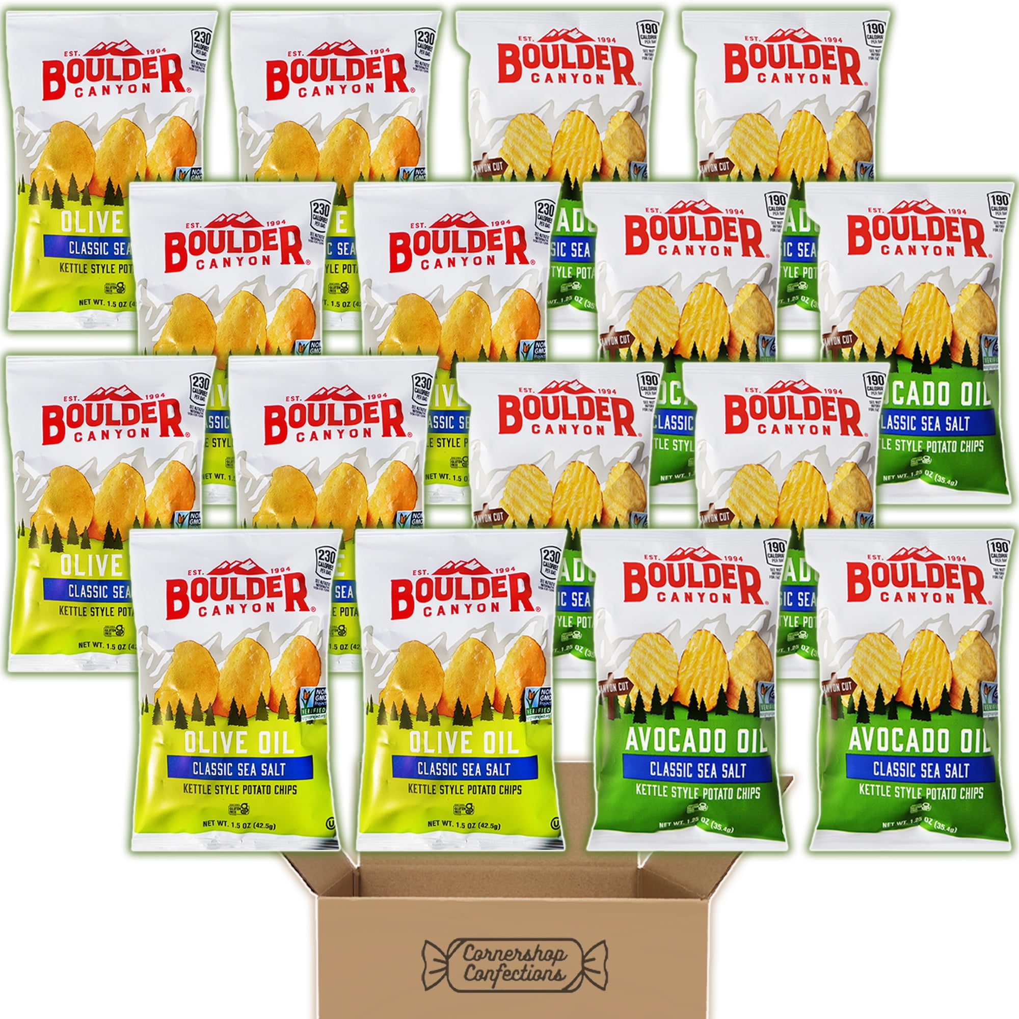 Boulder Canyon Kettle Chips 2 Flavor Bulk Variety Pack - 8 Individually ...
