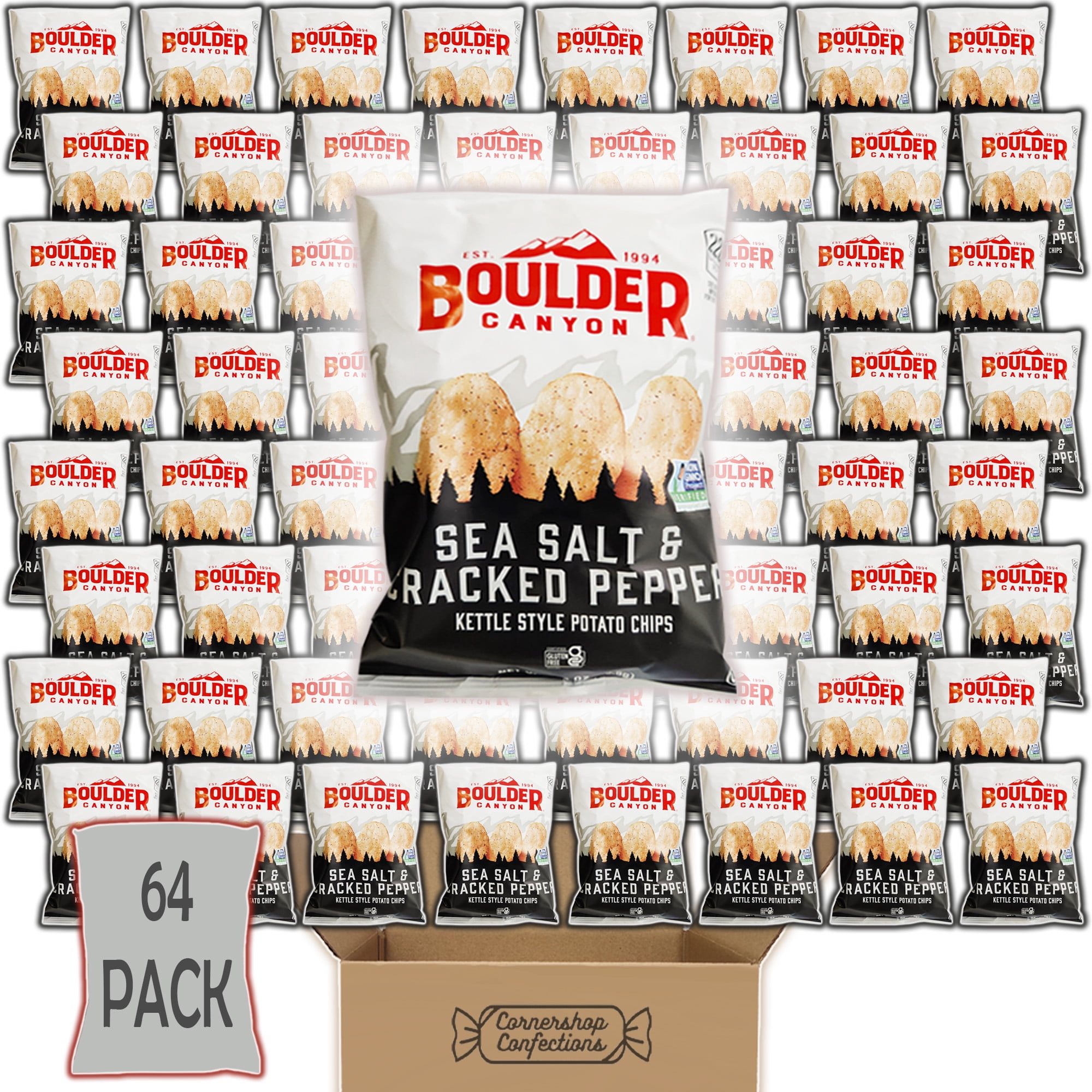 Boulder Canyon Kettle Chips Sea Salt & Cracked Pepper Bulk Pack - 64 ...