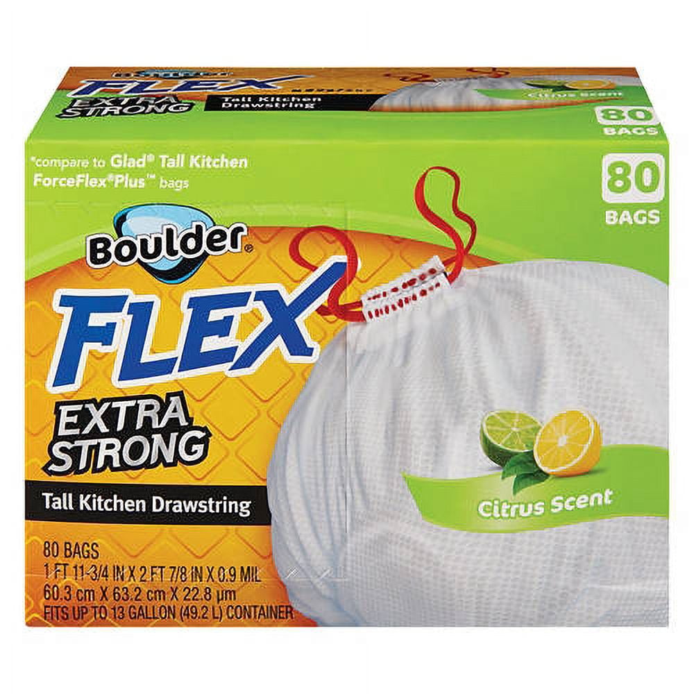 Boulder Citrus Flex Odor Control Drawstring Kitchen Bags, 80 count ...