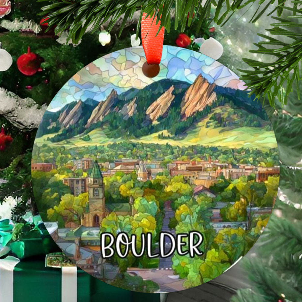 Boulder Colorado Christmas Ornament, Ceramic/Acrylic - Boulder Colorado ...