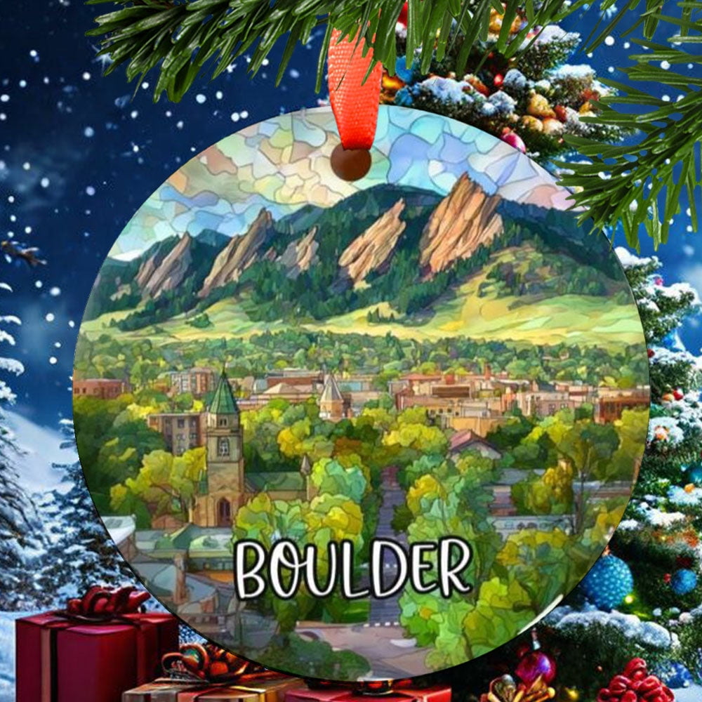 Boulder Colorado Christmas Ornament, Ceramic, Acrylic - Travel Souvenir ...