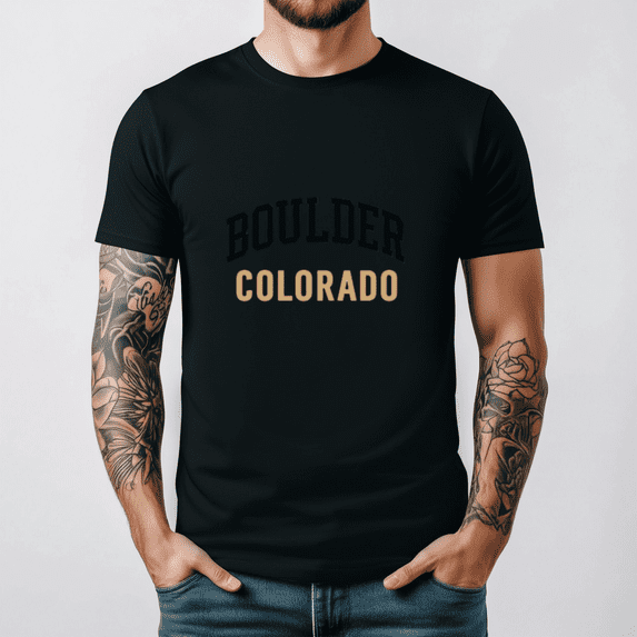 Boulder Colorado Retro Collegiate Arch Design Graphic Casual T Shirt ...