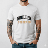 Boulder Colorado Retro Collegiate Arch Design Graphic Casual T Shirt ...