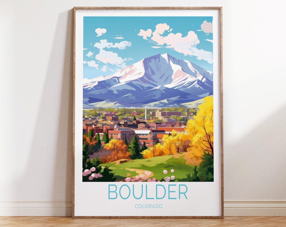 Boulder Colorado Travel Poster, Boulder Colorado Poster, Boulder ...
