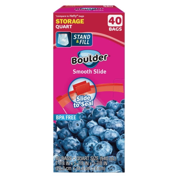 Boulder Quart Slider Storage Bags, 40 count - (Pack of 1) - Walmart.com
