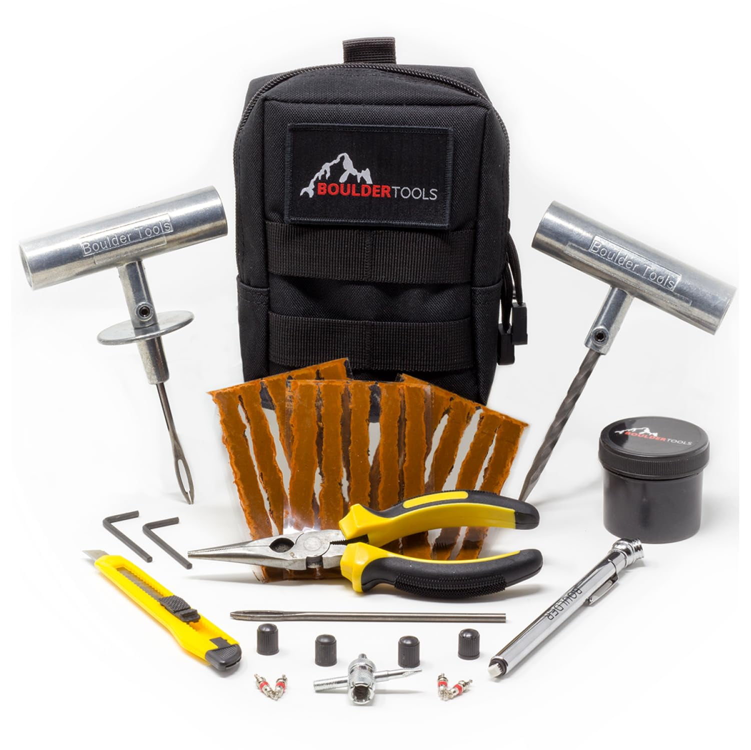 Boulder Tools Compact Tire Repair Kit with Molle Pouch - Heavy Duty ...
