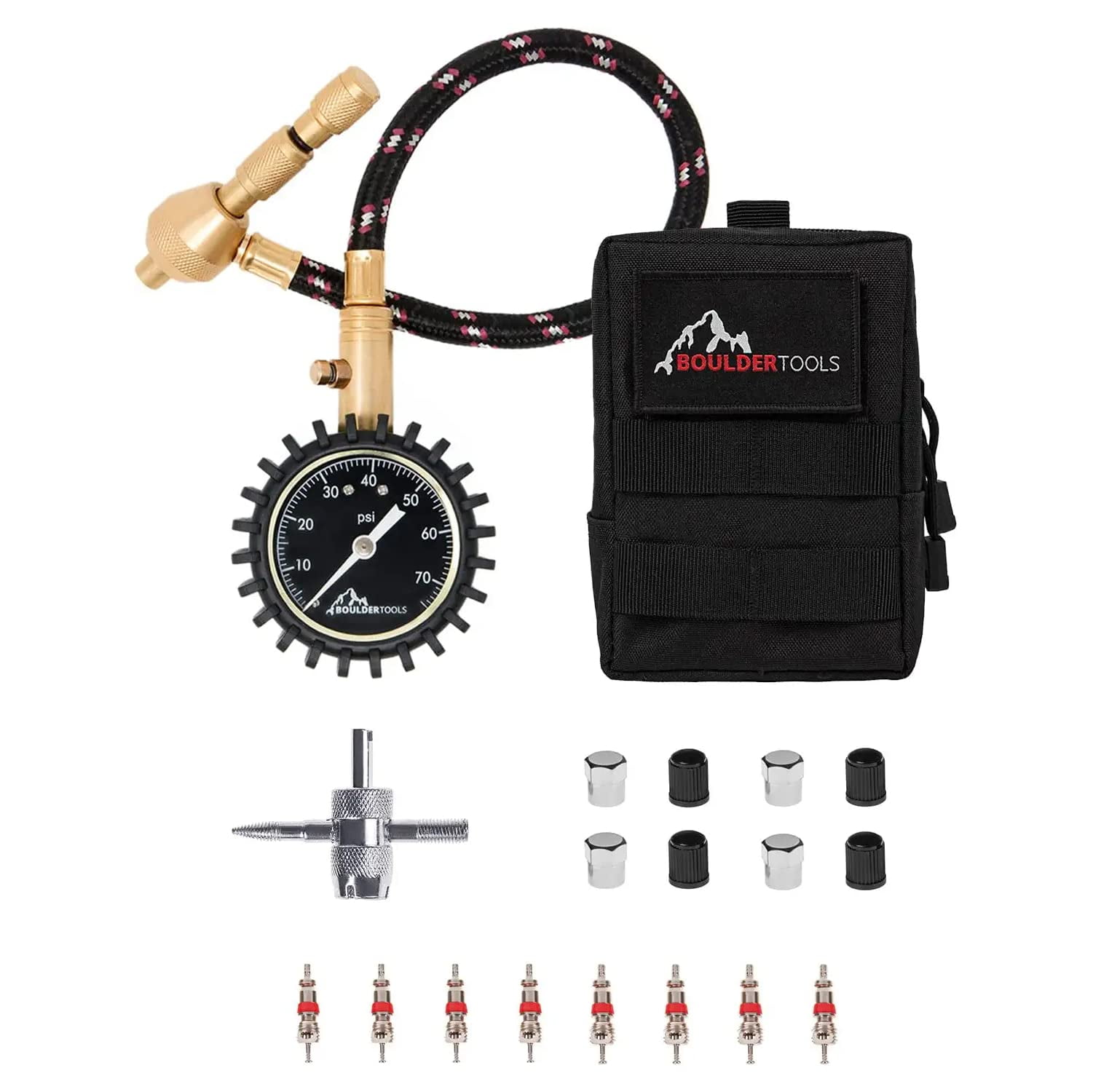 Boulder Tools Heavy Duty Portable Tire Deflator Kit with Pressure Gauge ...