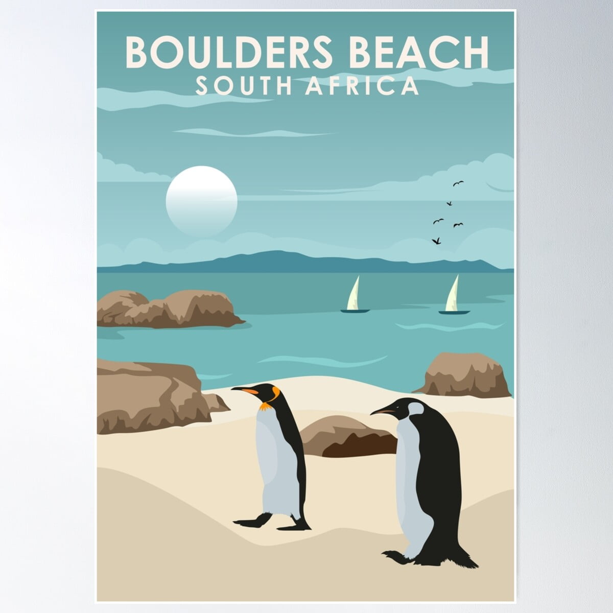 Boulders Beach South Africa Penguin Beach Poster Art Print Poster Wall ...
