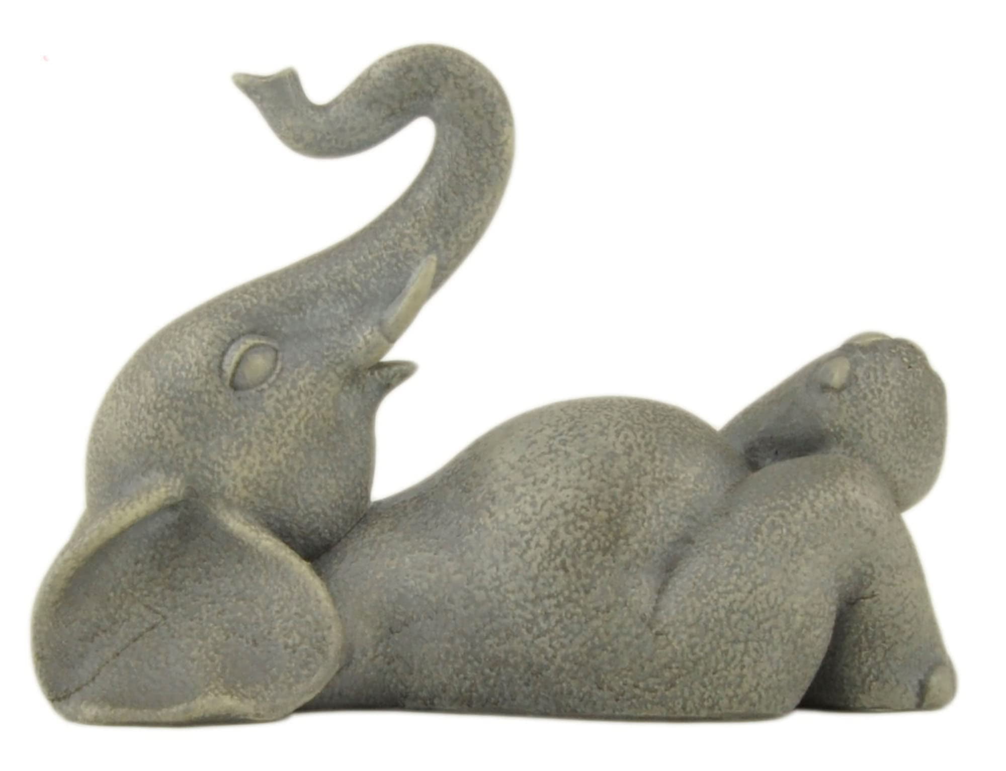 Boulevard East Concepts 4" Good Luck Elephant Lounging with Raised Trunk Statue Indoor Outdoor ...