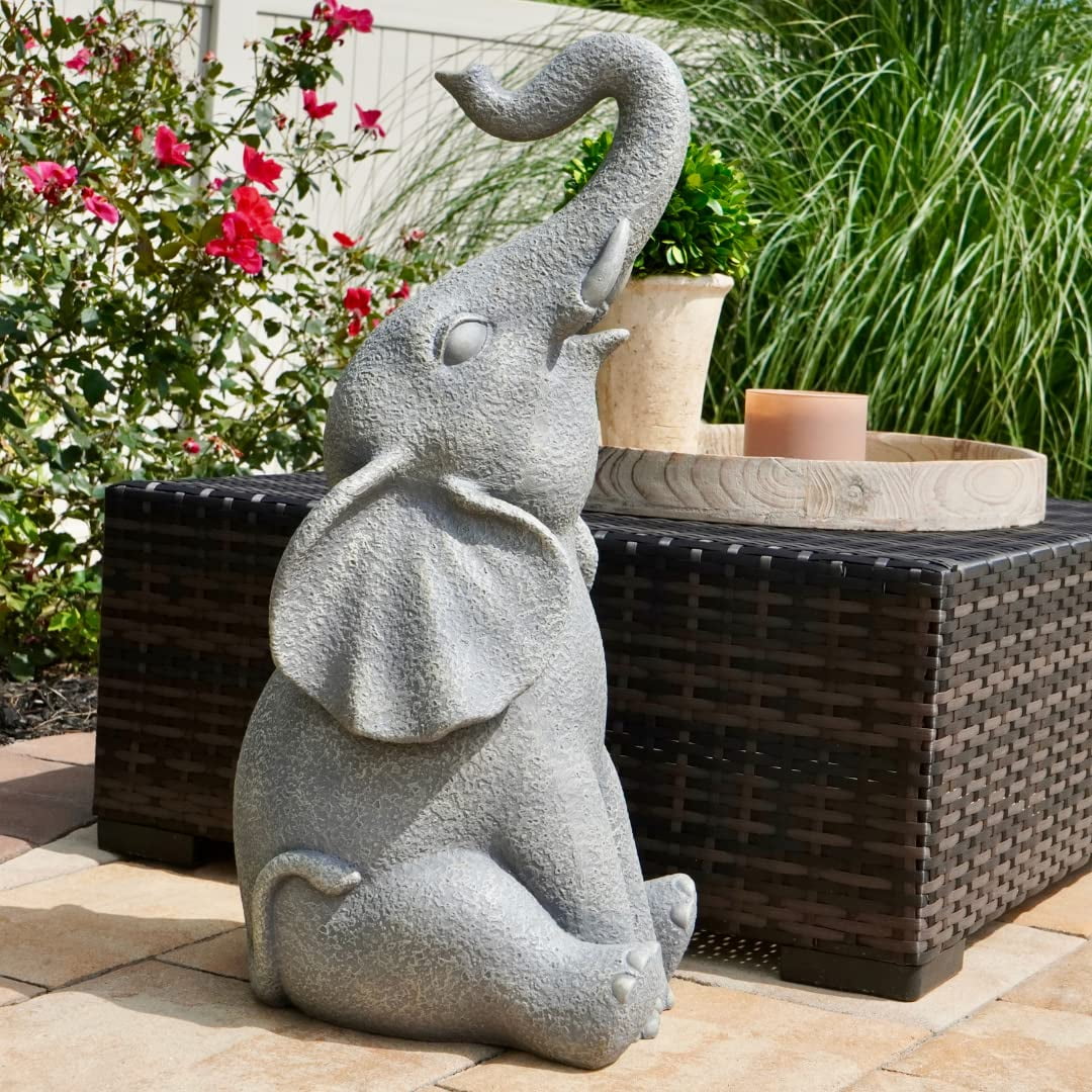 Boulevard East Concepts Good Luck Elephant with Raised Trunk Statue ...