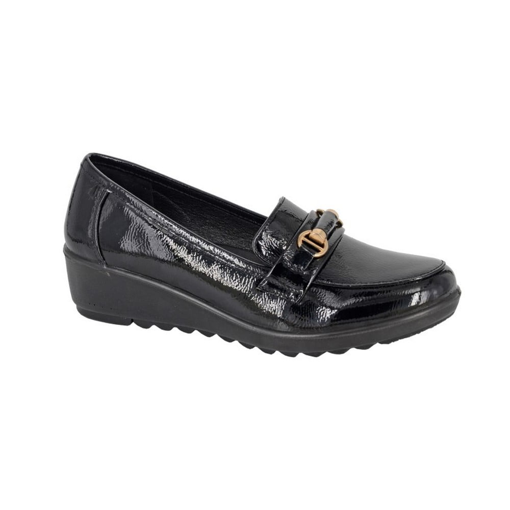 Boulevard Womens Gloss Patent PU Saddle Trim Wedge - Walmart.com