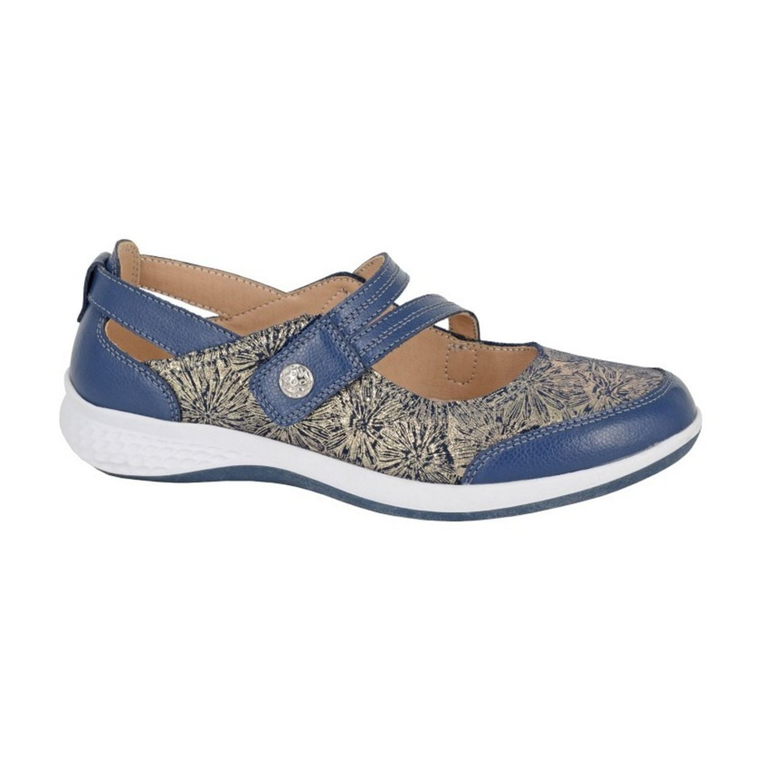 Boulevard Womens Sparkle Action Leather Touch Fastening Bar Shoes ...