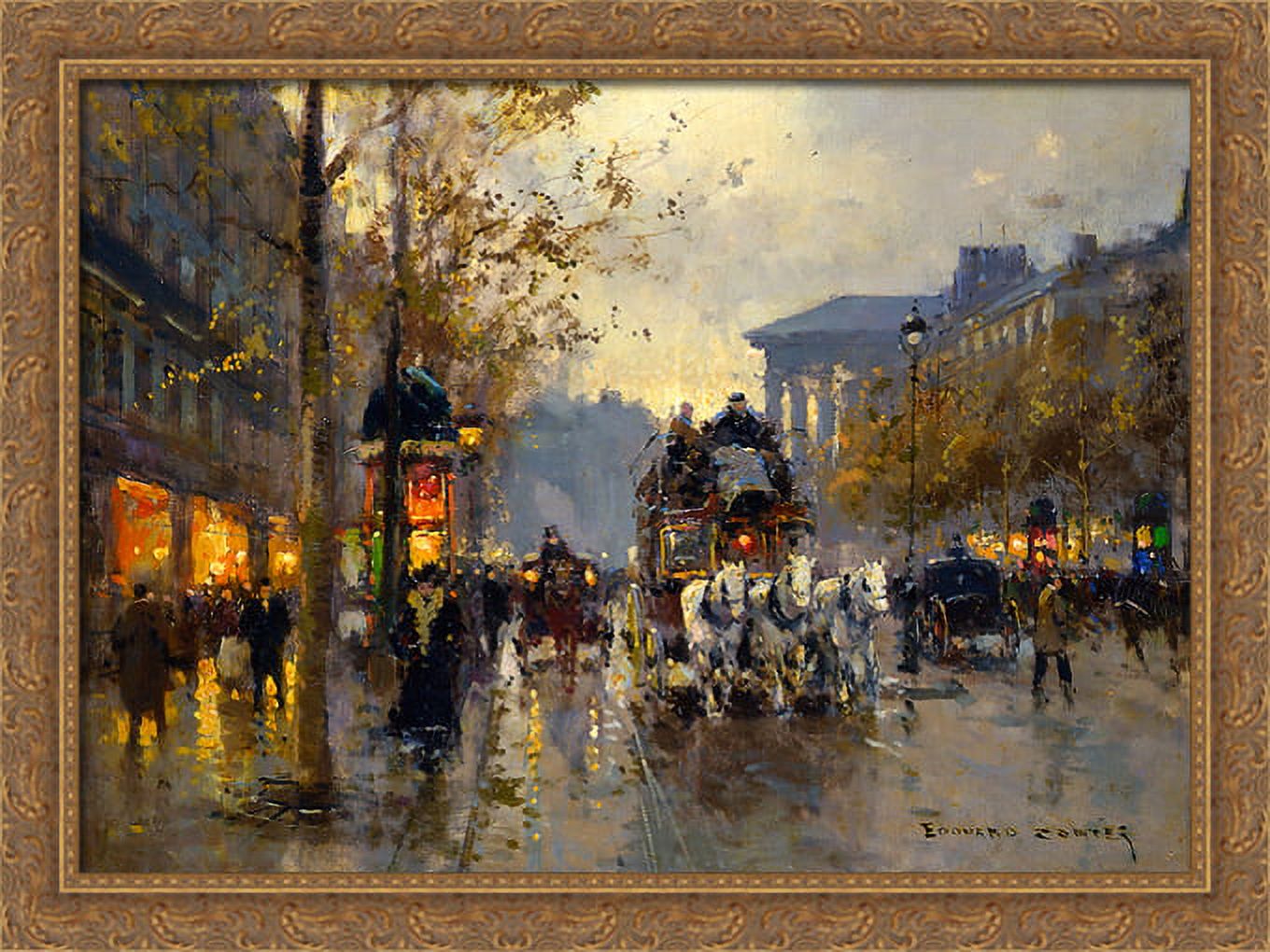Boulevard de la Madeleine 38x28 Large Gold Ornate Wood Framed Canvas ...