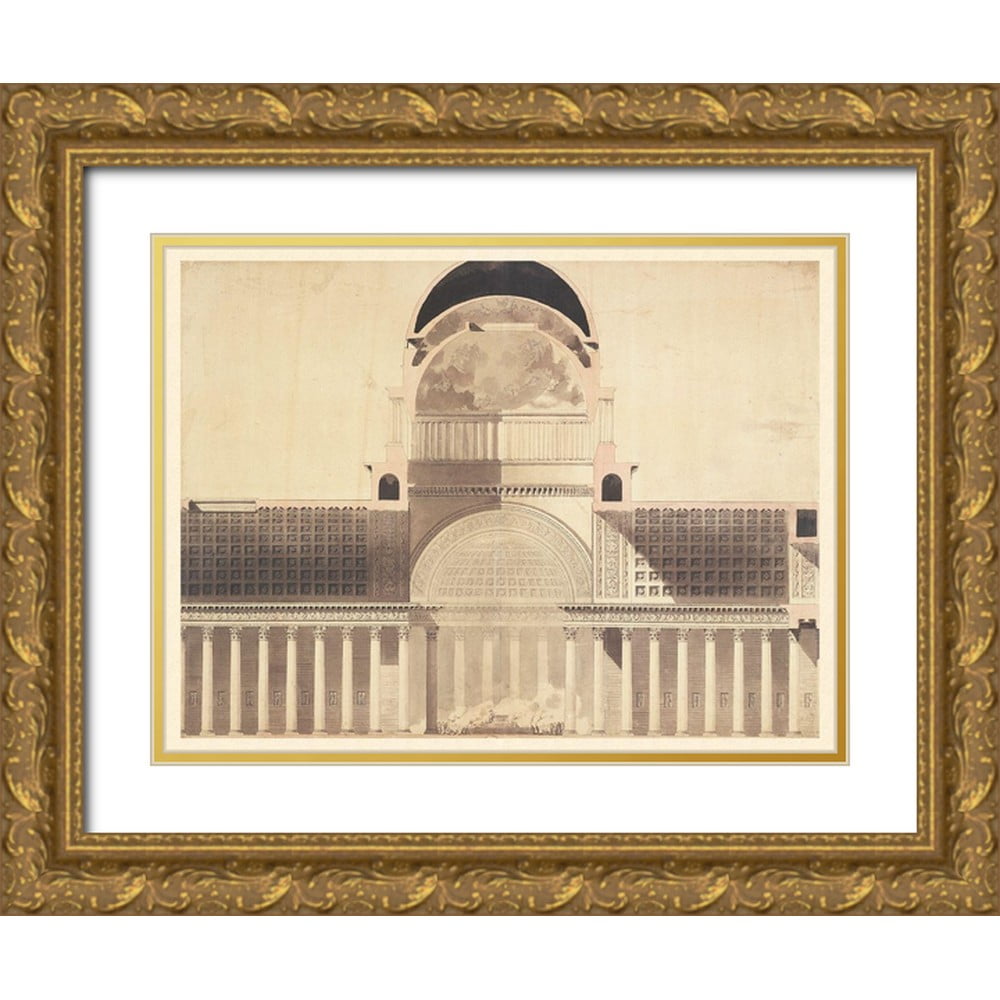 Boullee, Etienne-Louis 14x12 Gold Ornate Wood Framed with Double ...