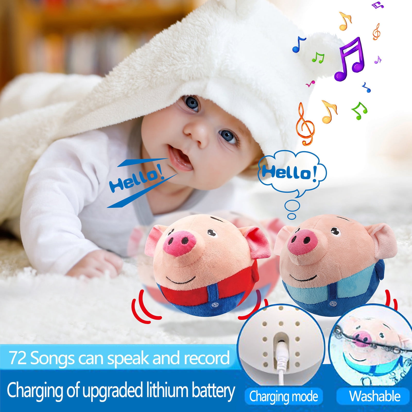 Bounce Ball Toy, Recording Singing Toy, Safe Plastic Material, Fun ...
