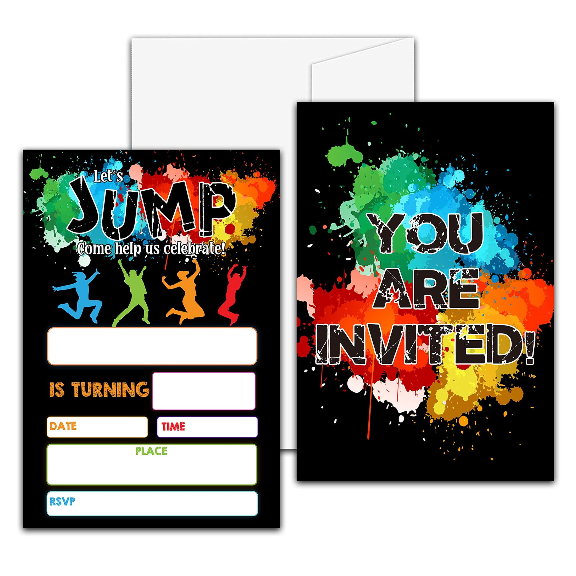 Bounce Bash Birthday Invites - Colorful Fill-In Invitations for ...