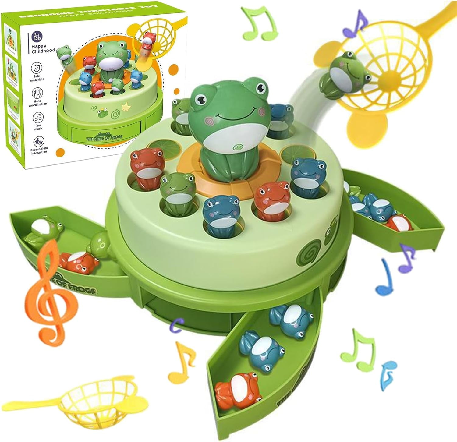 Bounce and Catch Game,Frog Pop out Catch Toys,Musical Rotate Frog Pop ...