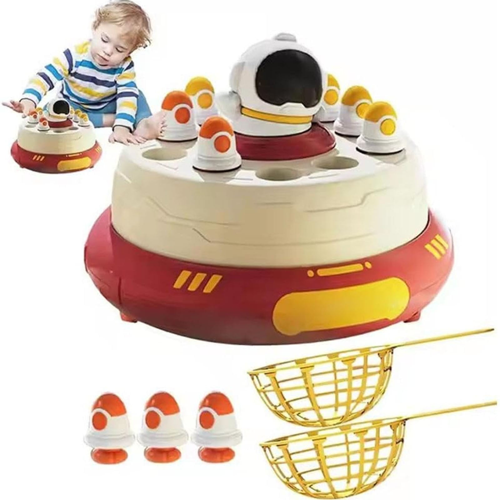 Bounce and Catch Rocket Toy, Popup Game with Light & Music, Rocket Jump ...