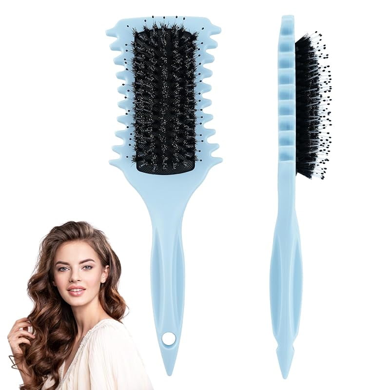Bounce Curl Defining Brush, Curly Hair Brush with Boar Bristle and Side ...