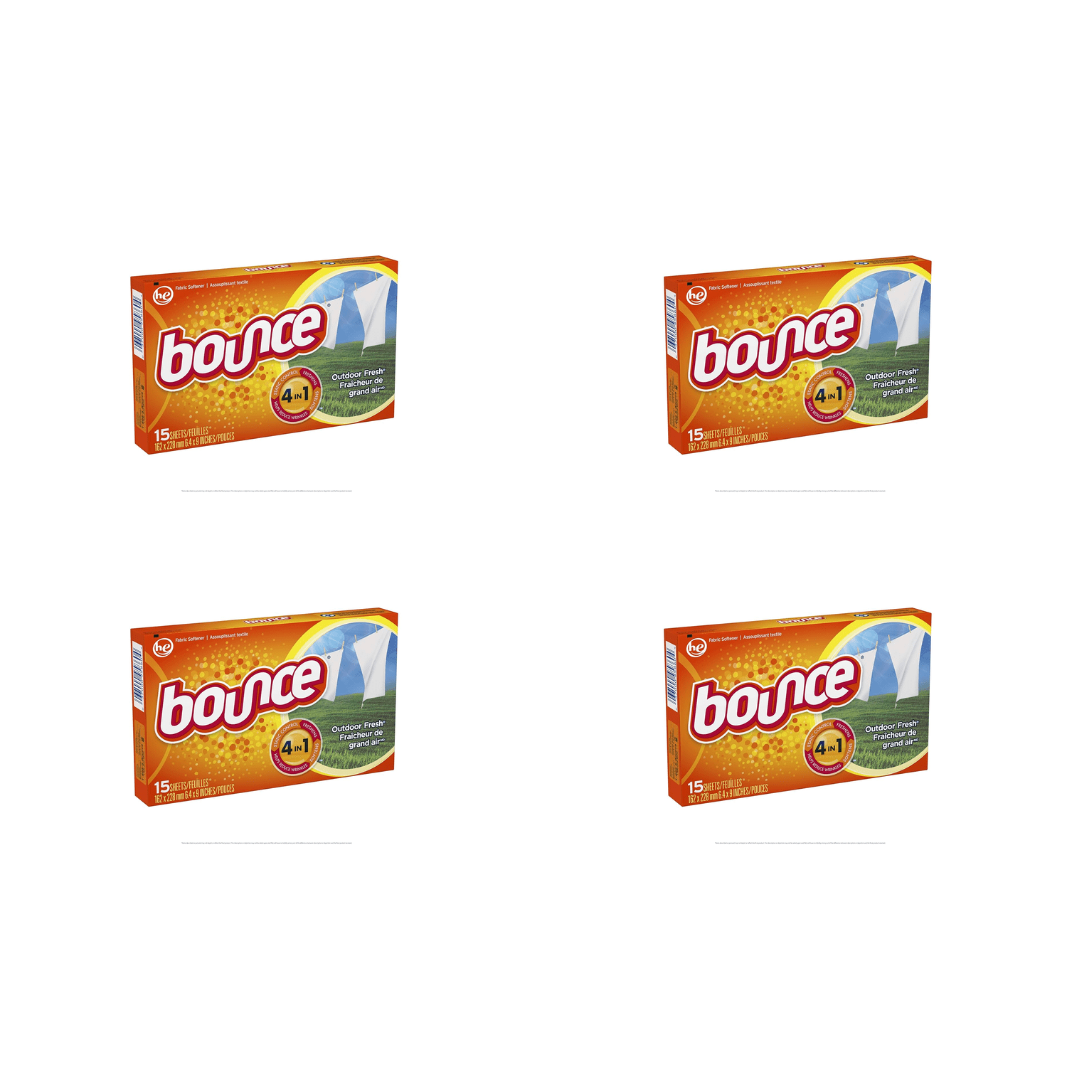 Bounce Dryer Sheet 15 ct – 4 Pack (4×15 Sheets) - Walmart.com