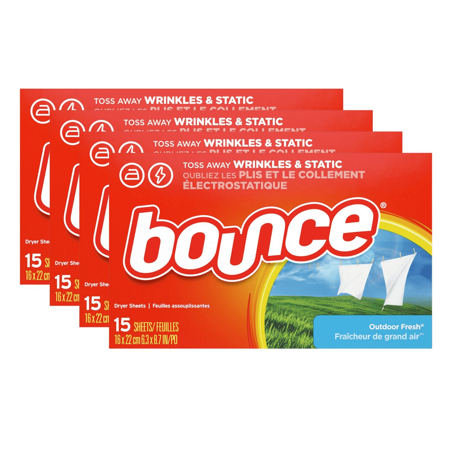 Bounce Dryer Sheet (4 Pack) 60 sheets - Walmart.com