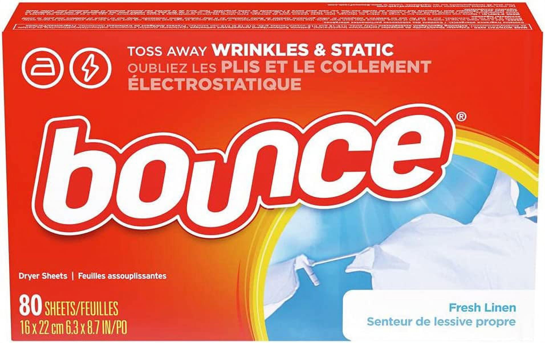 Bounce Dryer Sheets, Fresh Linen, 80 Count, Reduce Static, Repel Lint ...
