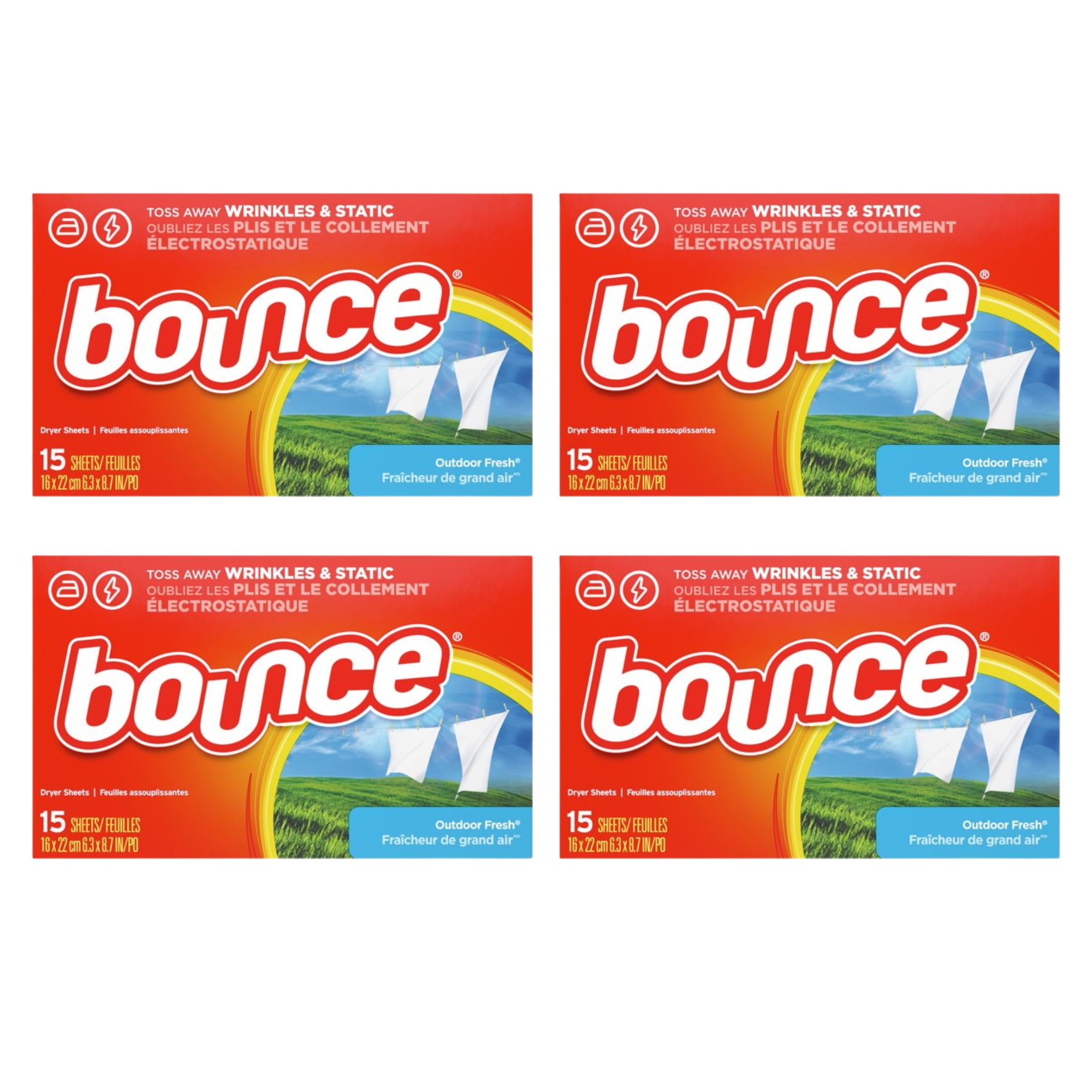 Bounce Dryer Sheets Laundry Fabric Softener, Outdoor Fresh Fabric ...
