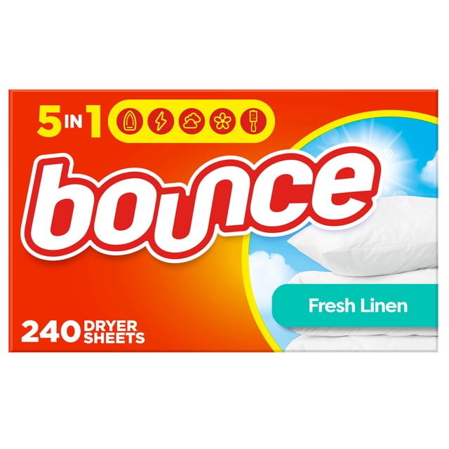 Bounce Fresh Linen Scented Fabric Softener Dryer Sheets, Wrinkle Guard ...