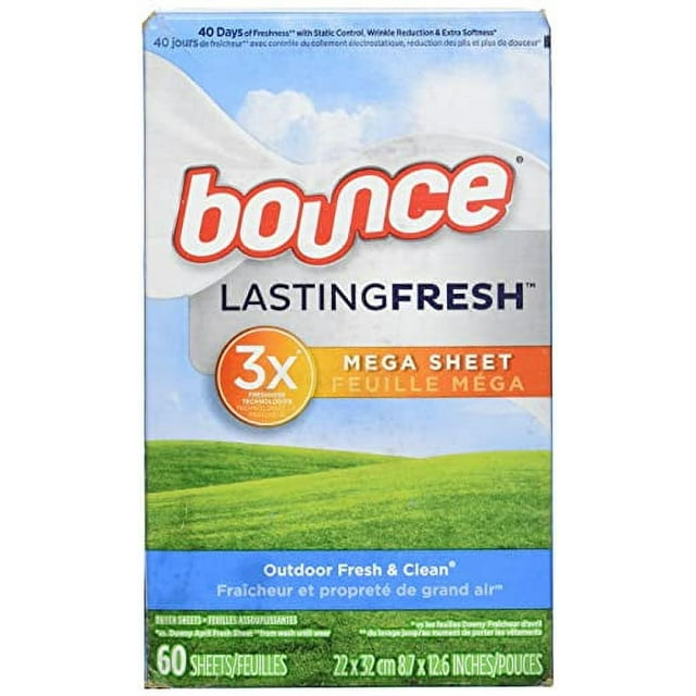 Bounce Fabric Softener Mega Dryer Sheets Lasting Fresh, Outdoor Fresh ...