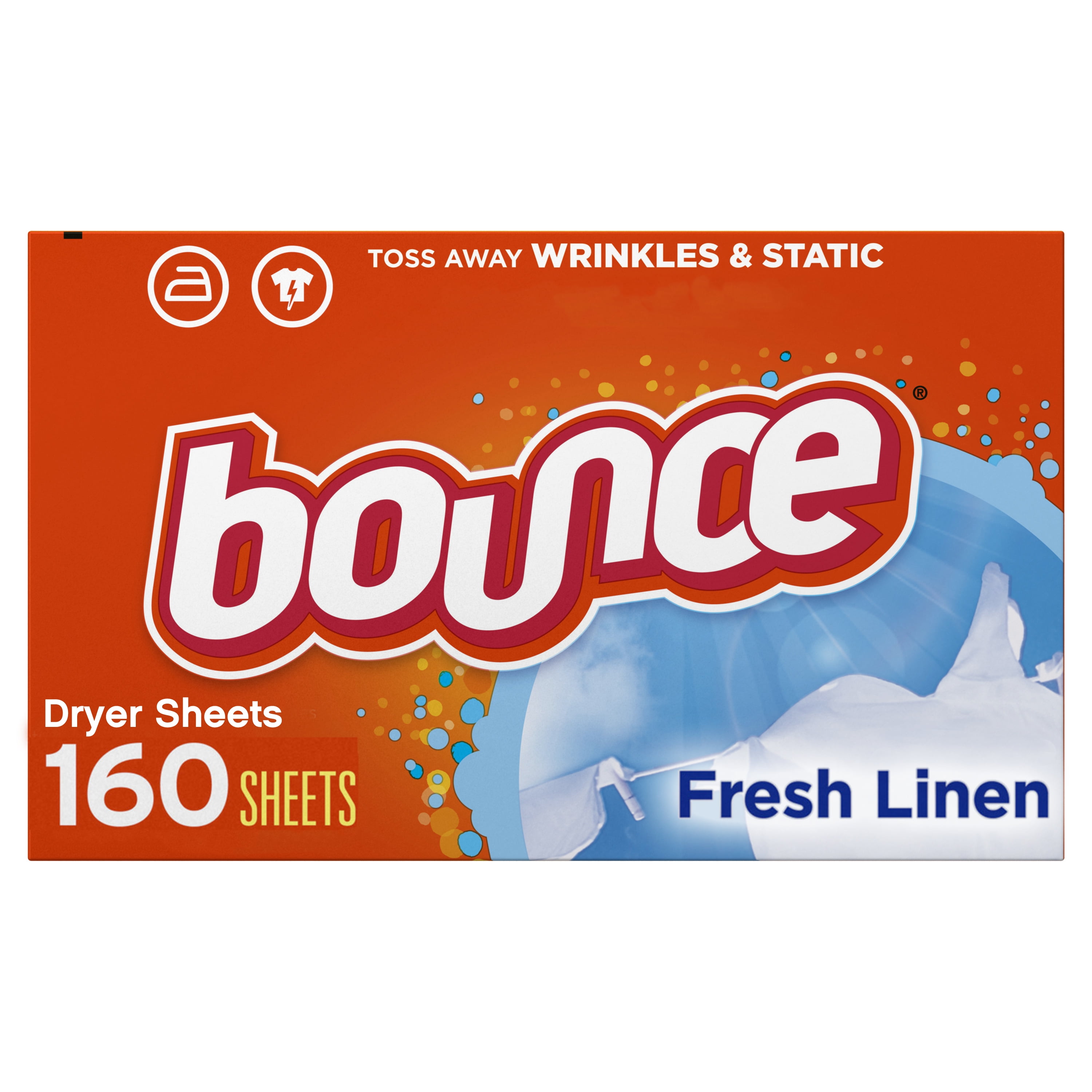 Bounce Wrinkle Free Laundry Dryer Softener Sheets, Fresh Linen Scent ...
