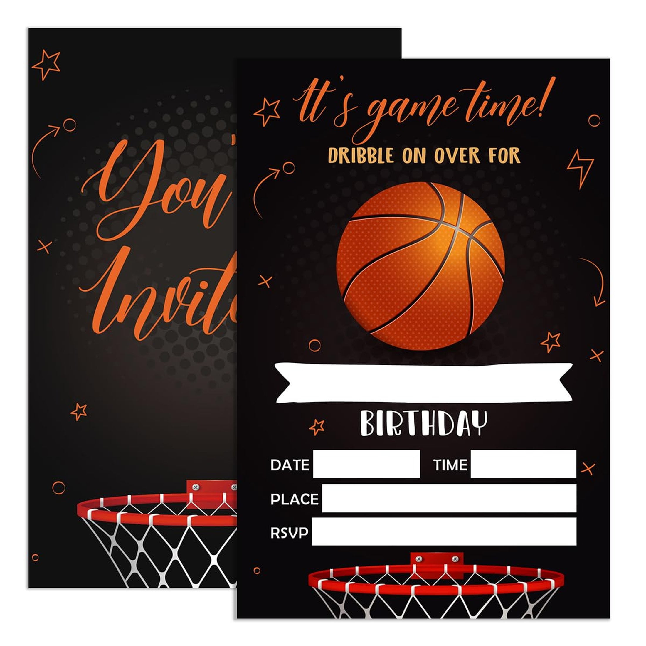 Bounce into Fun Basketball Birthday Invitations with Envelopes ...