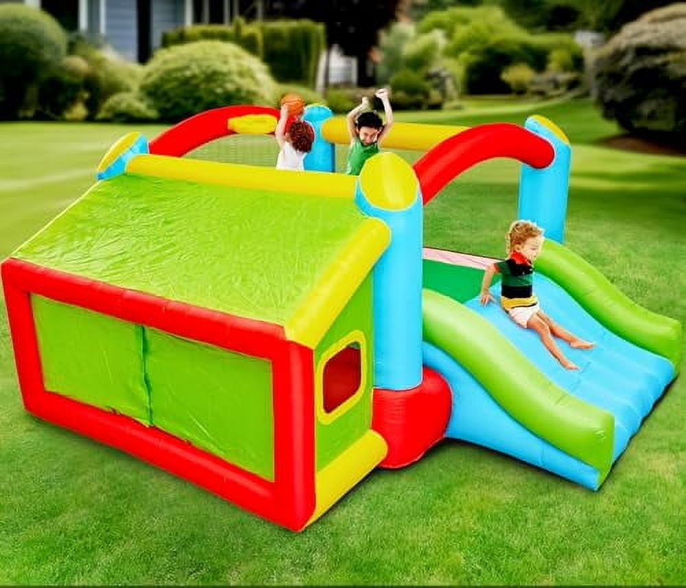 Bounce House, Inflatable Bouncer with Air Blower, Kids Slide Jumping ...