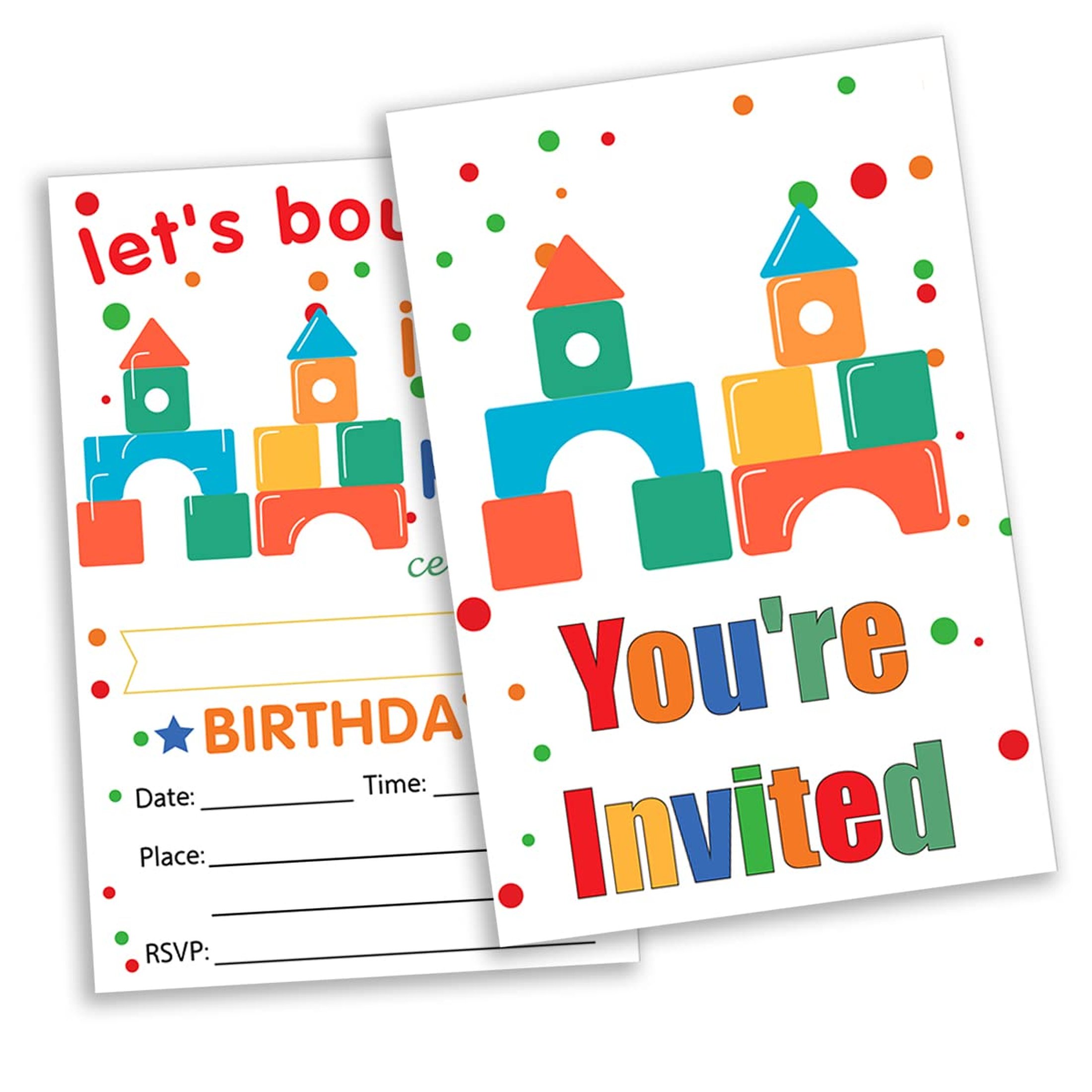 Bounce House Party Invites - 20 Pack Fill-in Cards with Envelopes for ...