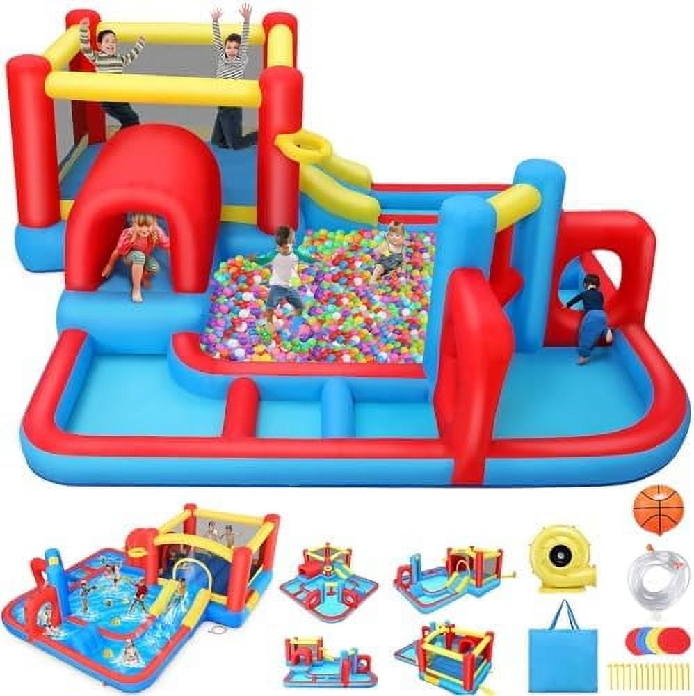 Bounce House Waterslide for Kids 3-12 w/Blower, 14.3 x 14.3FT ...
