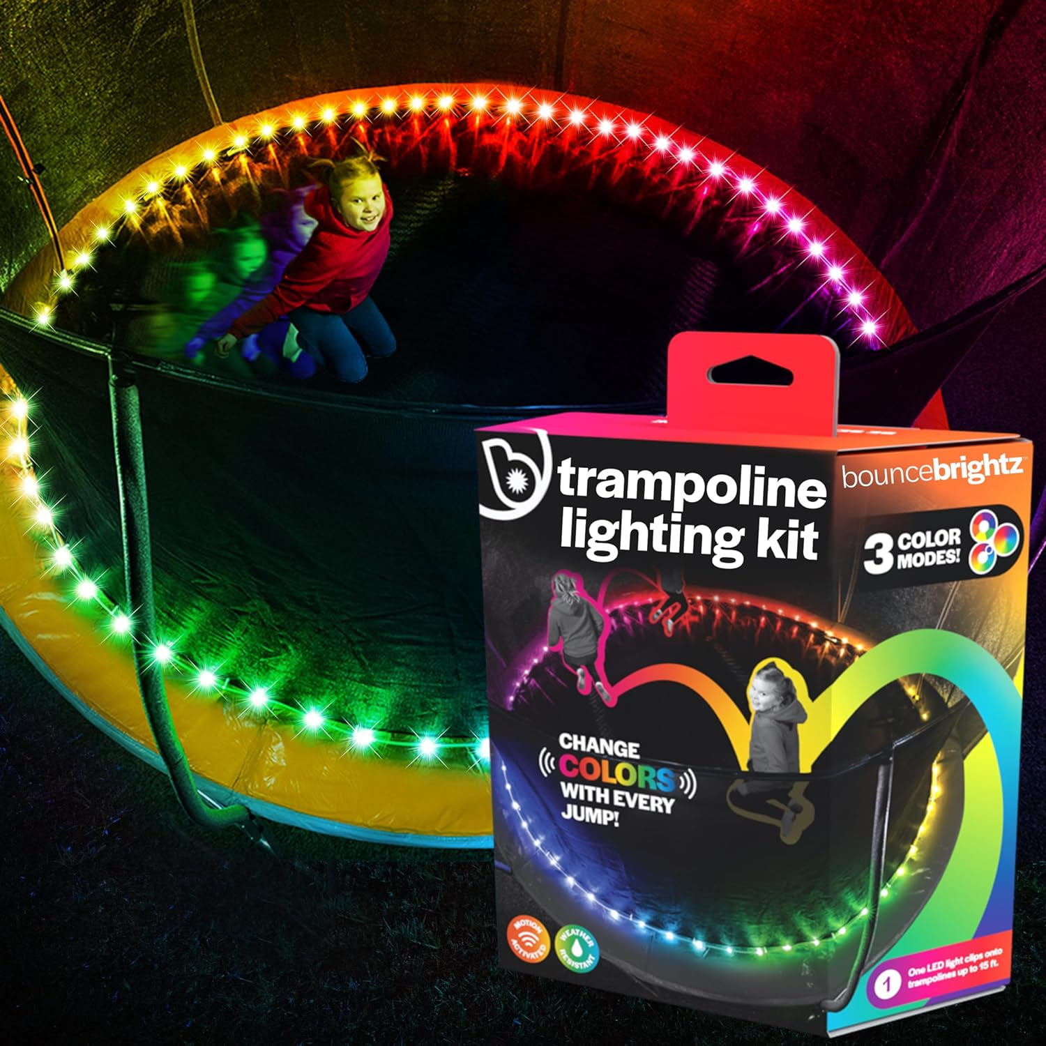 Bounce LED Trampoline Lights, Color Changing - Motion Sensing - Changes ...