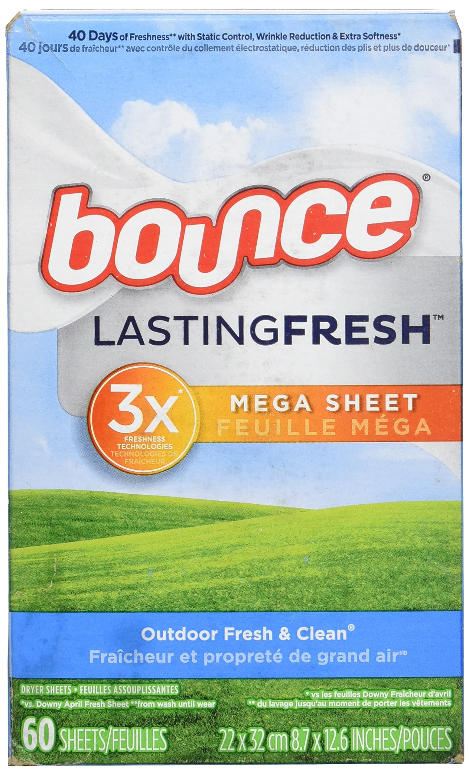 Bounce Mega Dryer Sheets Lasting Fresh Outdoor Fresh & Clean Scent ...