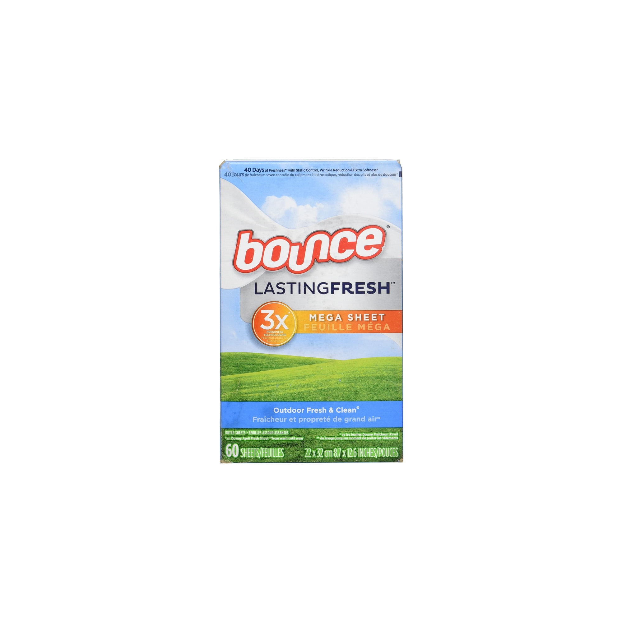 Bounce Mega Dryer Sheets Lasting Fresh Outdoor Fresh & Clean Scent ...